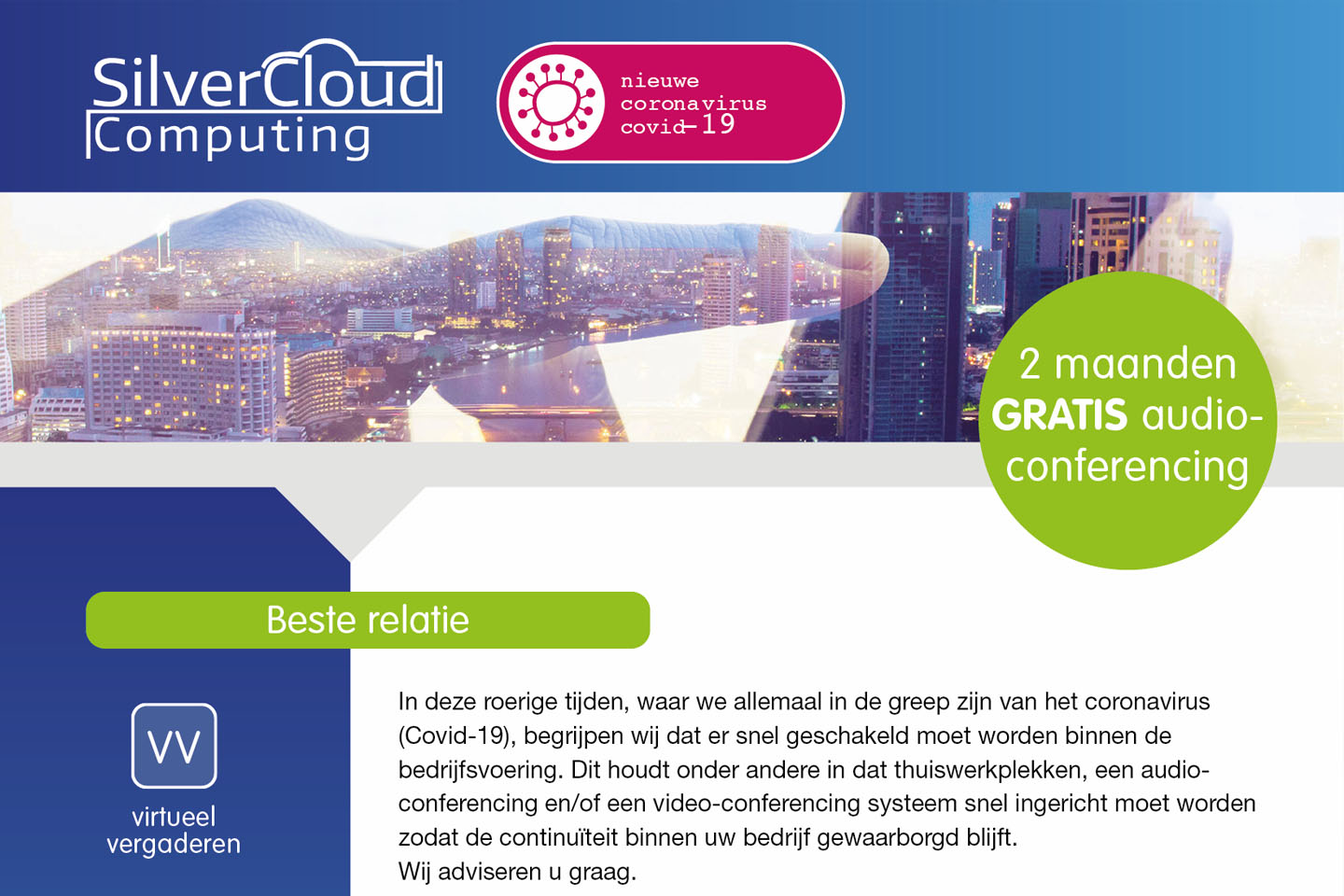 2 Maanden gratis audio conferencing - SilverCloud Computing